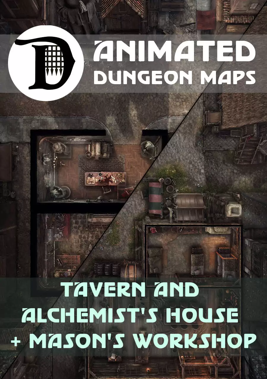Animated Dungeon Maps: Tavern And Alchemist's House + Mason's Workshop ...