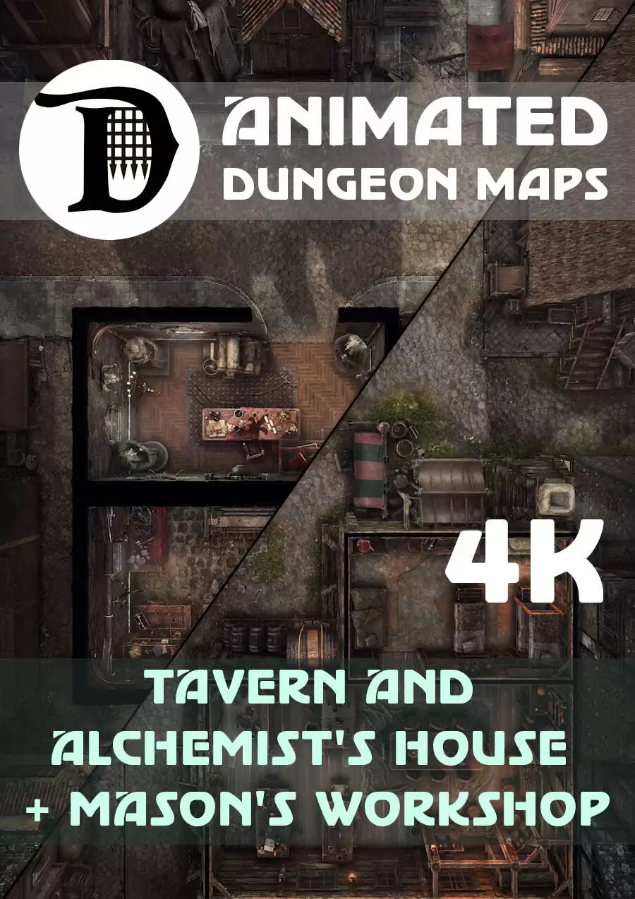 Animated Dungeon Maps: Tavern And Alchemist's House + Mason's Workshop ...
