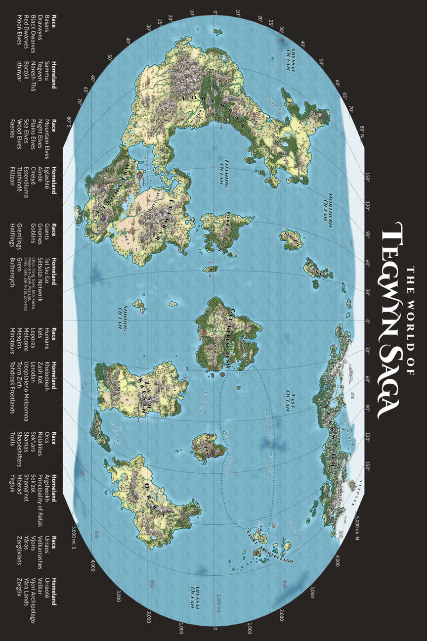Tegwyn Saga World Map - Fine Falcon Games | DriveThruRPG