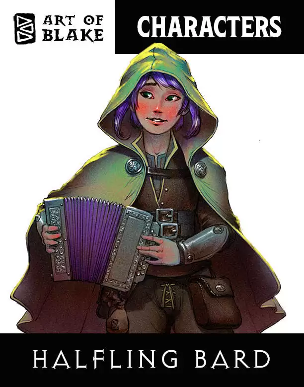 Character Stock Art - Halfling Bard - Color - artofblake | DriveThruRPG