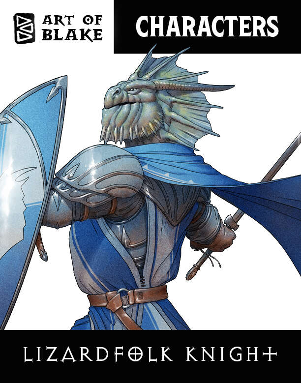 Character Stock Art - Lizardfolk Knight - Color - artofblake | DriveThruRPG