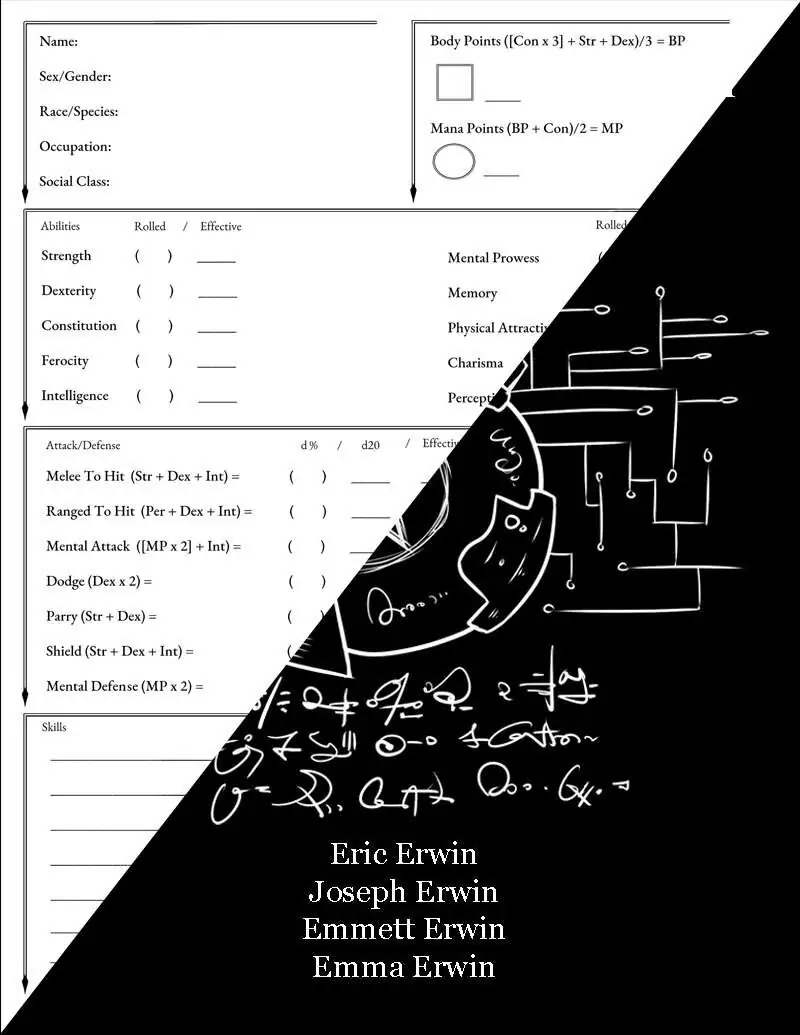 The Erwinian Universal Character Sheet - Erwin Games | DriveThruRPG