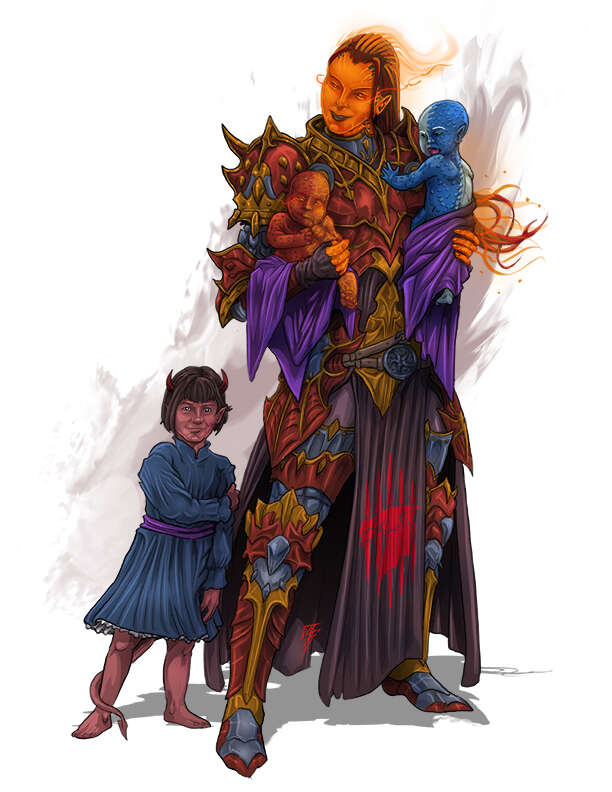 Character Art - Genasi Matron & Children - RPG Stock Art - John Latta ...