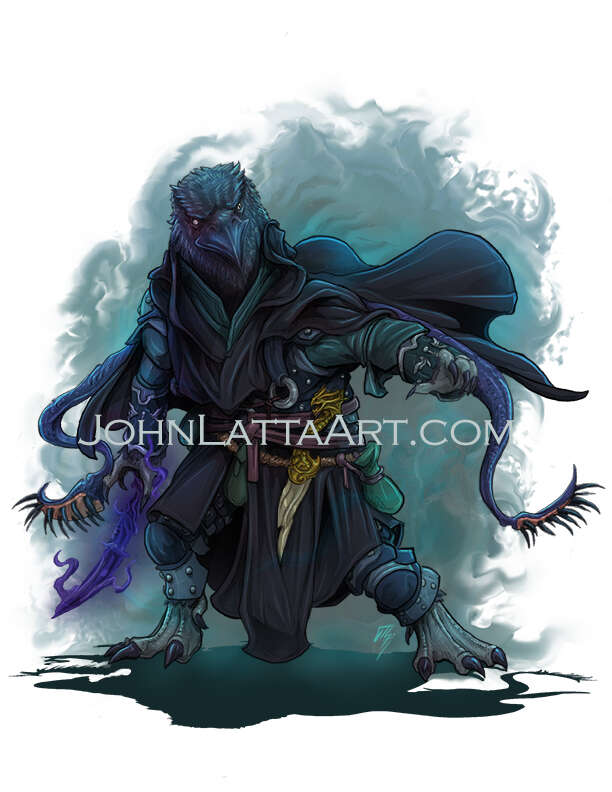 Full Page Character Art - Ravenfolk Trickster - RPG Stock Art - John ...
