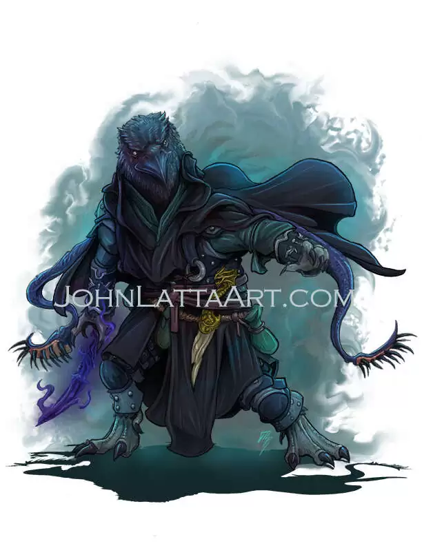 Full Page Character Art - Ravenfolk Trickster - RPG Stock Art - John ...