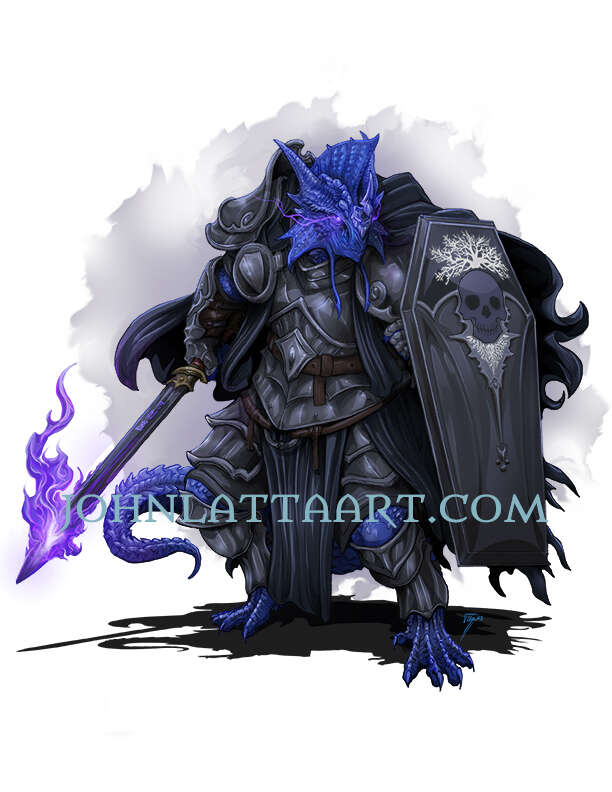 Character Art - Sapphire Dragonborn Death Cleric - RPG Stock Art - John ...