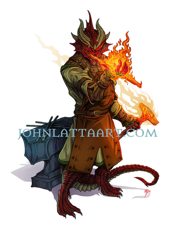 Character Art - Red Dragonborn Blacksmith - RPG Stock Art - John Latta ...