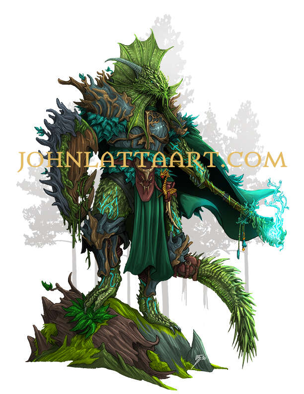 Character Art - Green Dragonborn Druid Liege - RPG Stock Art - John ...