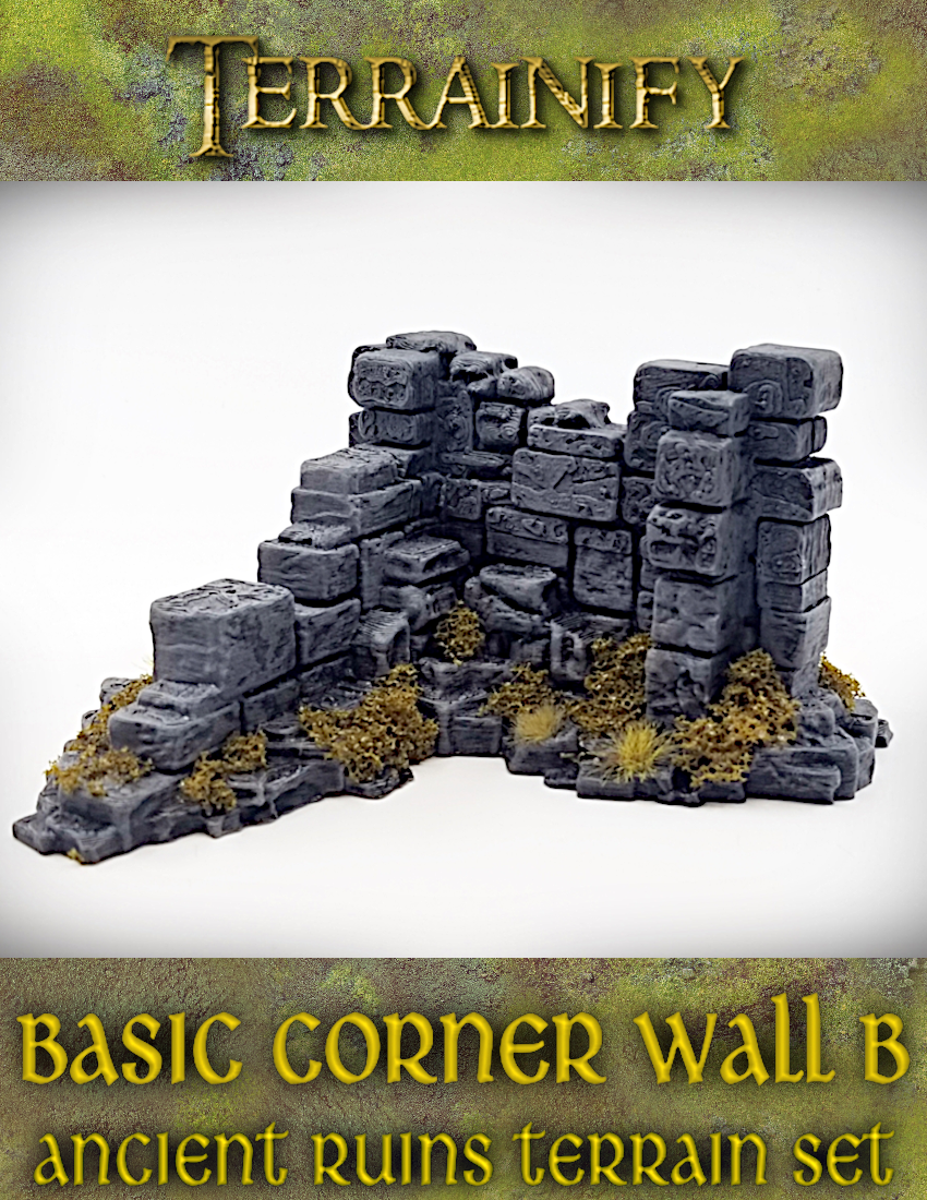 Ancient Ruins: Basic Corner Wall B - Red Mage Games | DriveThruRPG