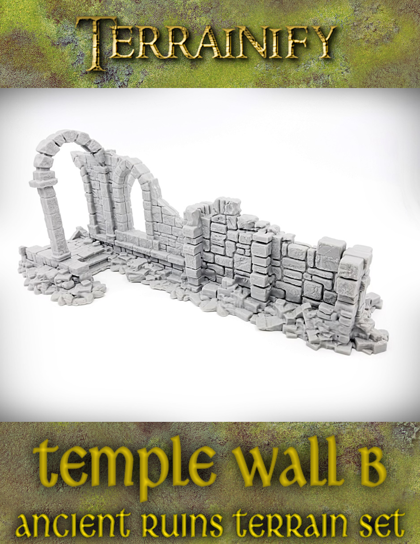 Ancient Ruins: Ruined Temple Wall B - Red Mage Games | DriveThruRPG