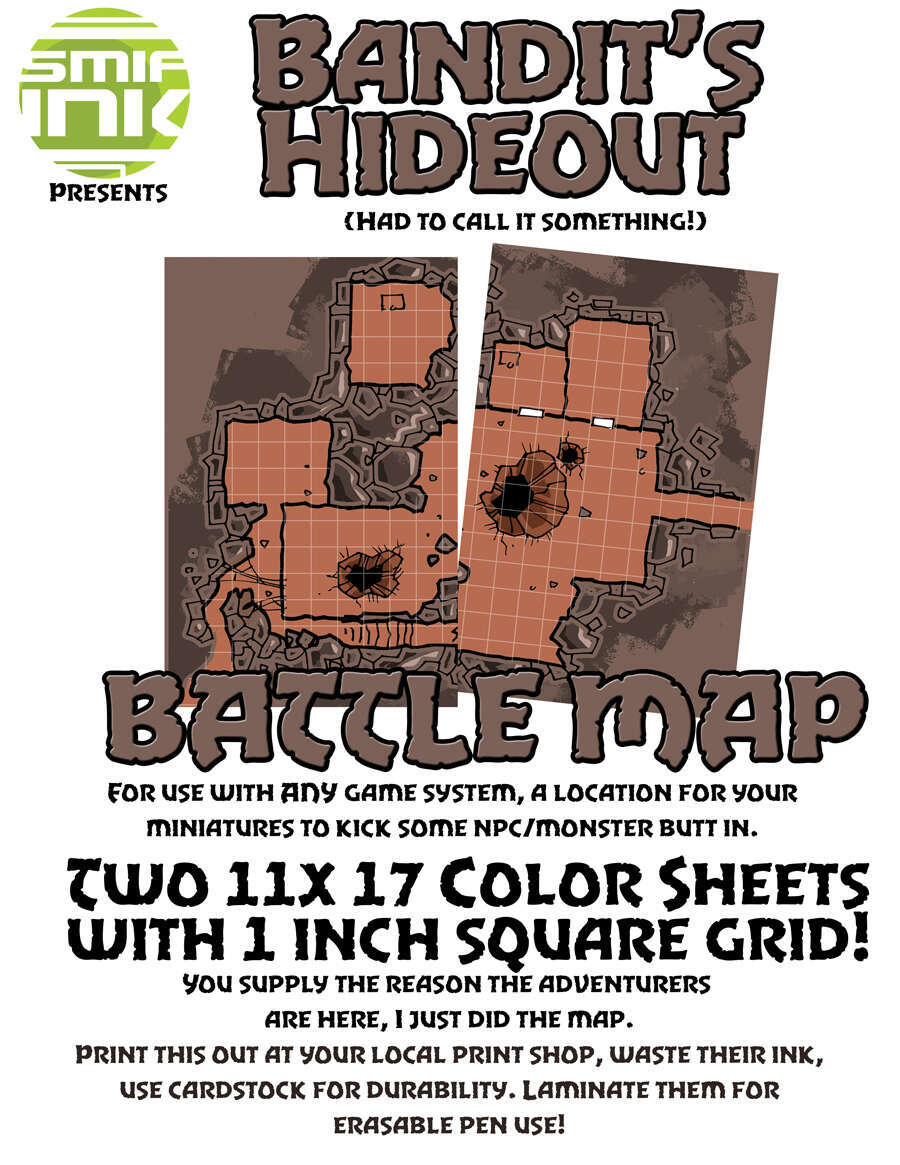 2 sheet BATTLEMAP bandit's hideout - Smif Ink Games | DriveThruRPG
