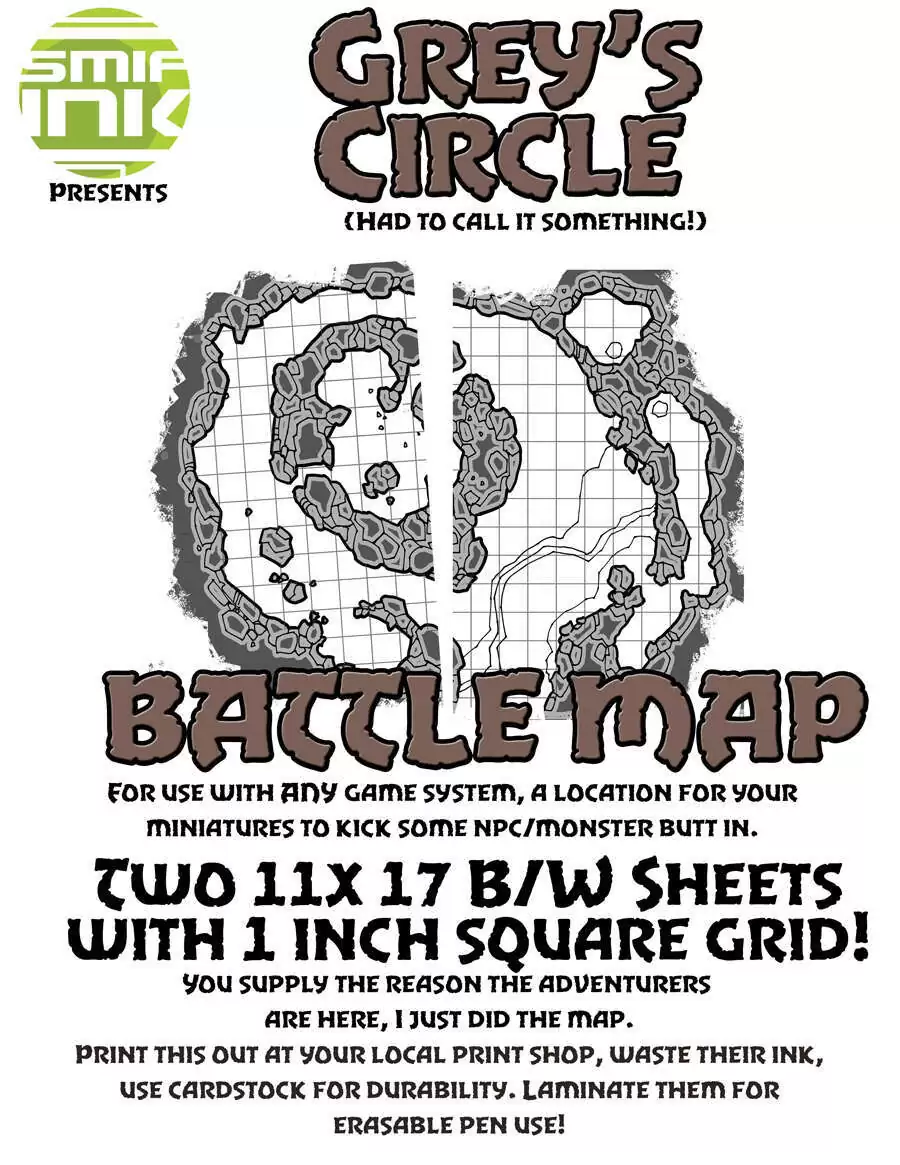 2 sheet BATTLEMAP grey's circle - Smif Ink Games | DriveThruRPG