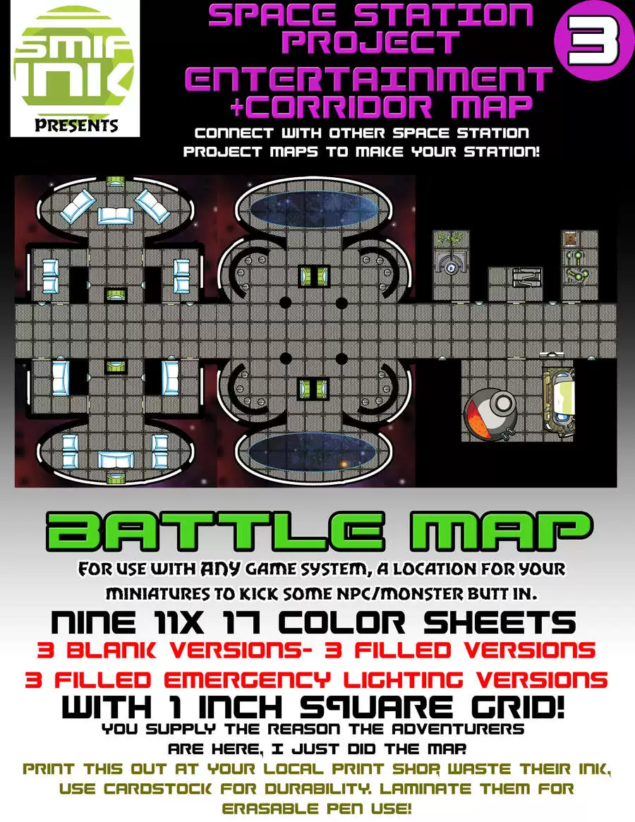 9 sheet BATTLEMAP space station set 3 entertainment - Smif Ink Games ...