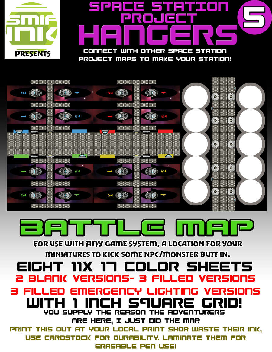 9 sheet BATTLEMAP space station set 5 fighter hangers - Smif Ink Games ...