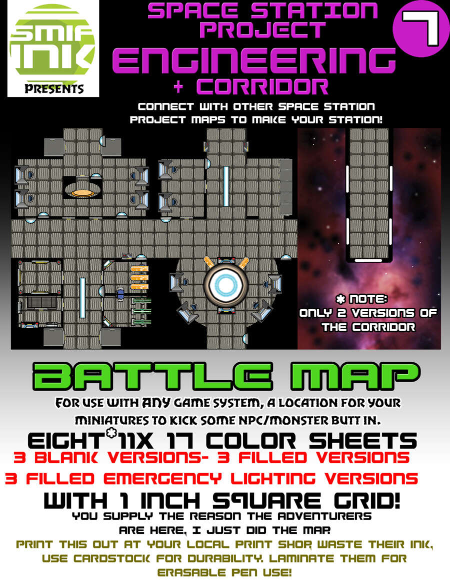 9 sheet BATTLEMAP space station set 7 engineering - Smif Ink Games ...