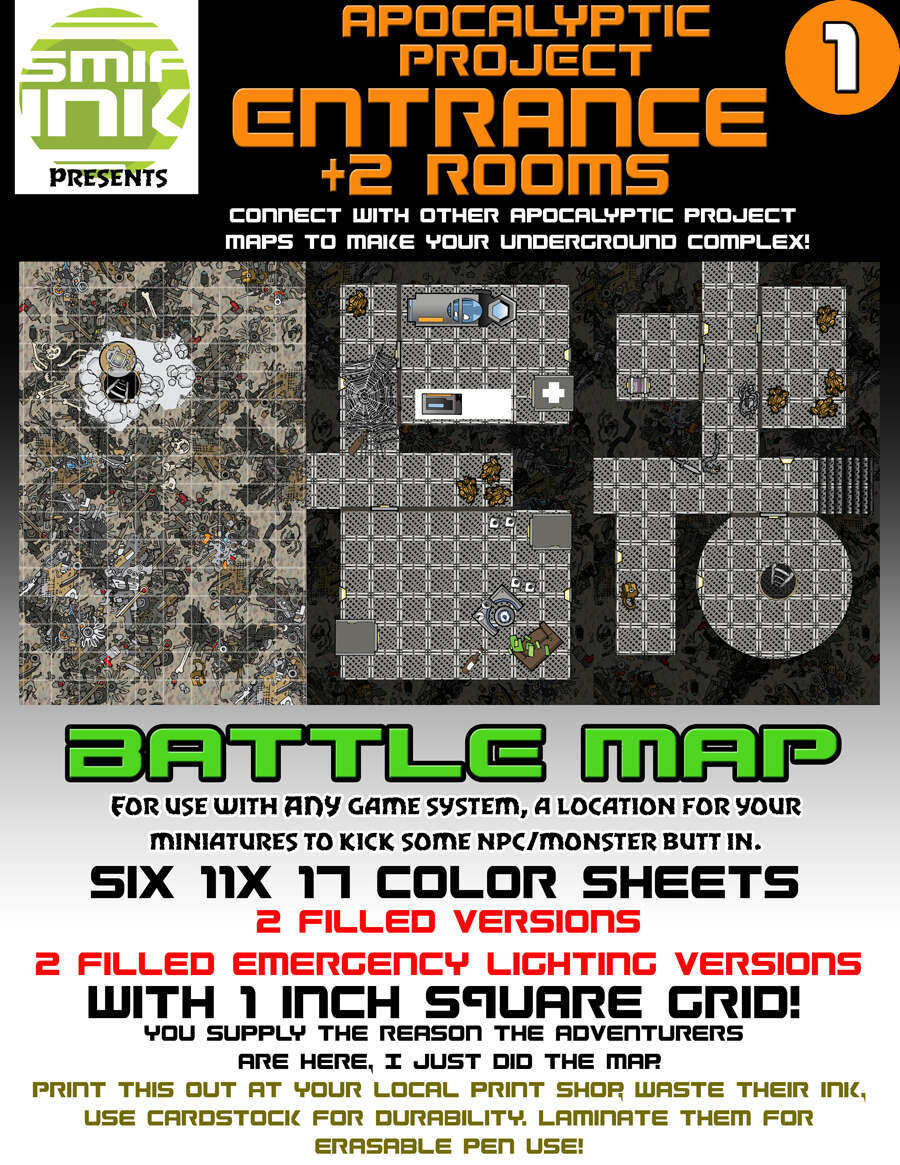6 sheet BATTLEMAP apocalyptic set 1 entrance - Smif Ink Games ...