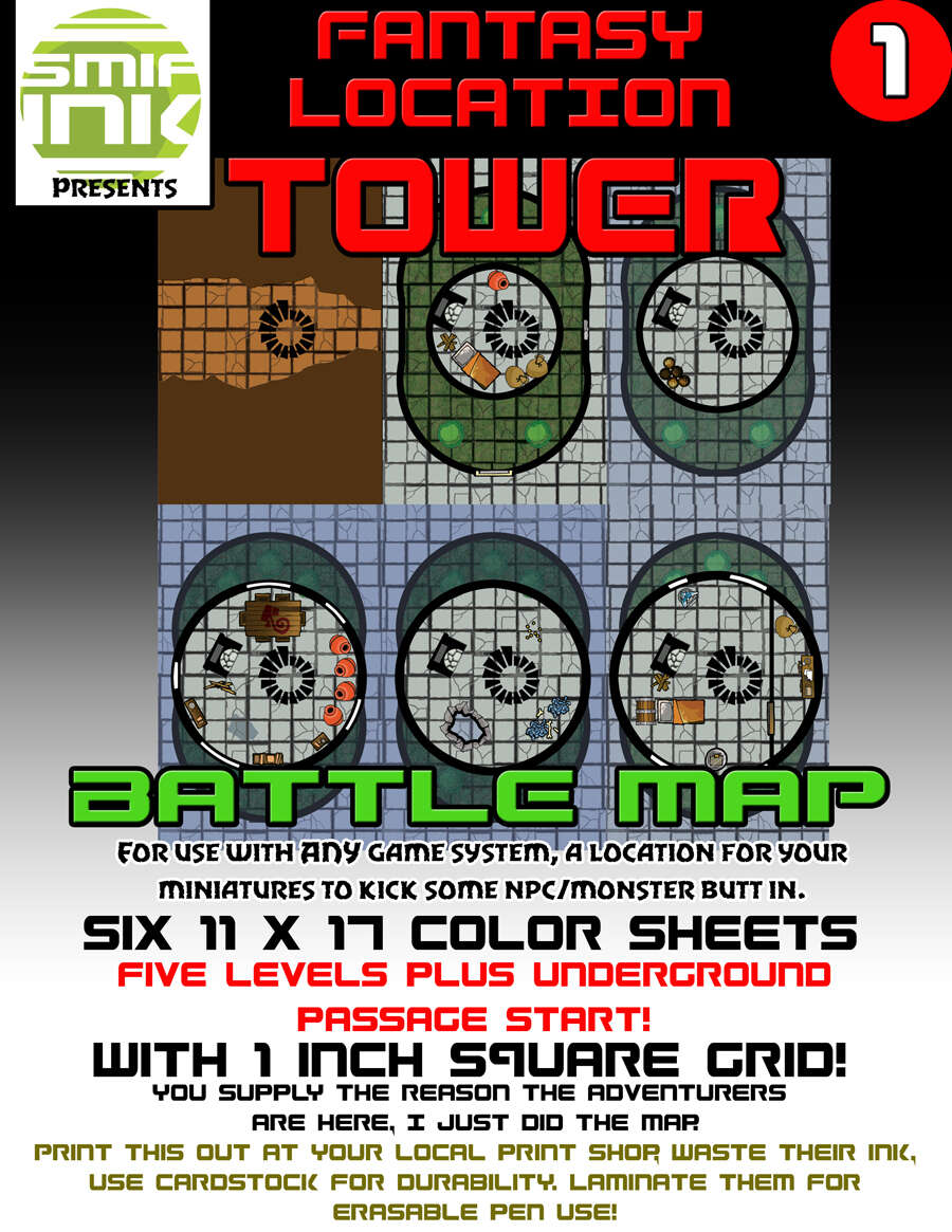 6 sheet BATTLEMAP FANTASY LOCATION TOWER - Smif Ink Games | DriveThruRPG