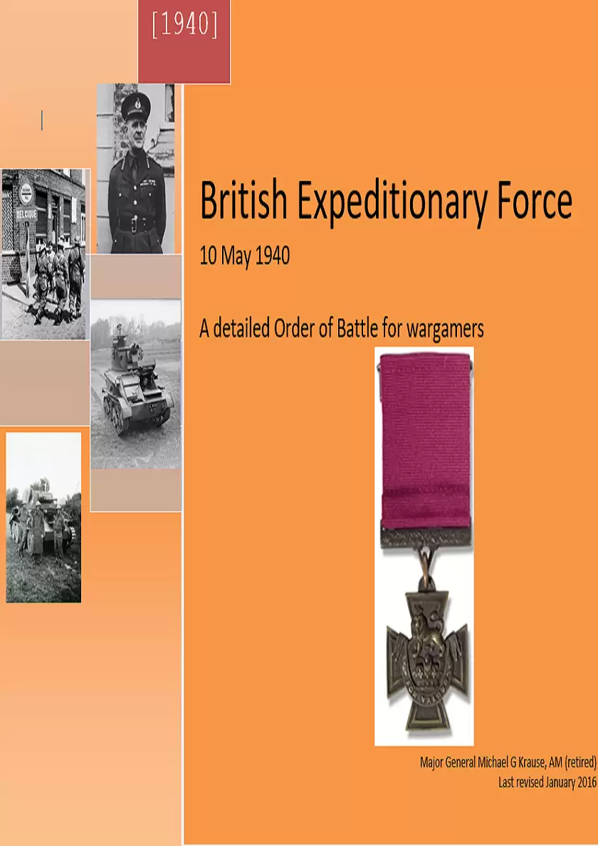 The British Expeditionary Force 1940. A detailed Organisation for ...