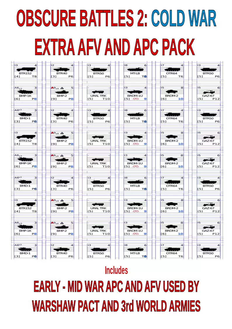 OBSCURE BATTLES 2 - COLD WAR - EXTRA WP AFV+APC UNITS - EARLY-MID ...