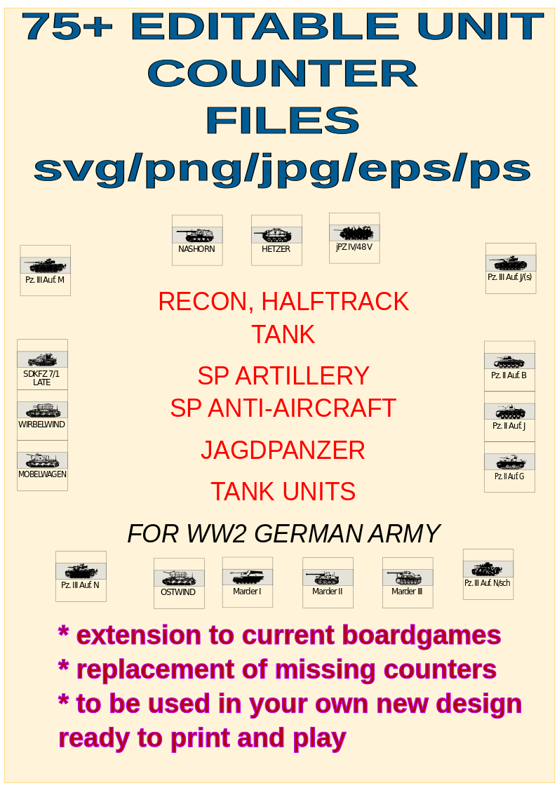 75+ EDITABLE WW2 GERMAN UNIT COUNTERS REPLACE OR EXTEND YOUR OWN GAMES ...