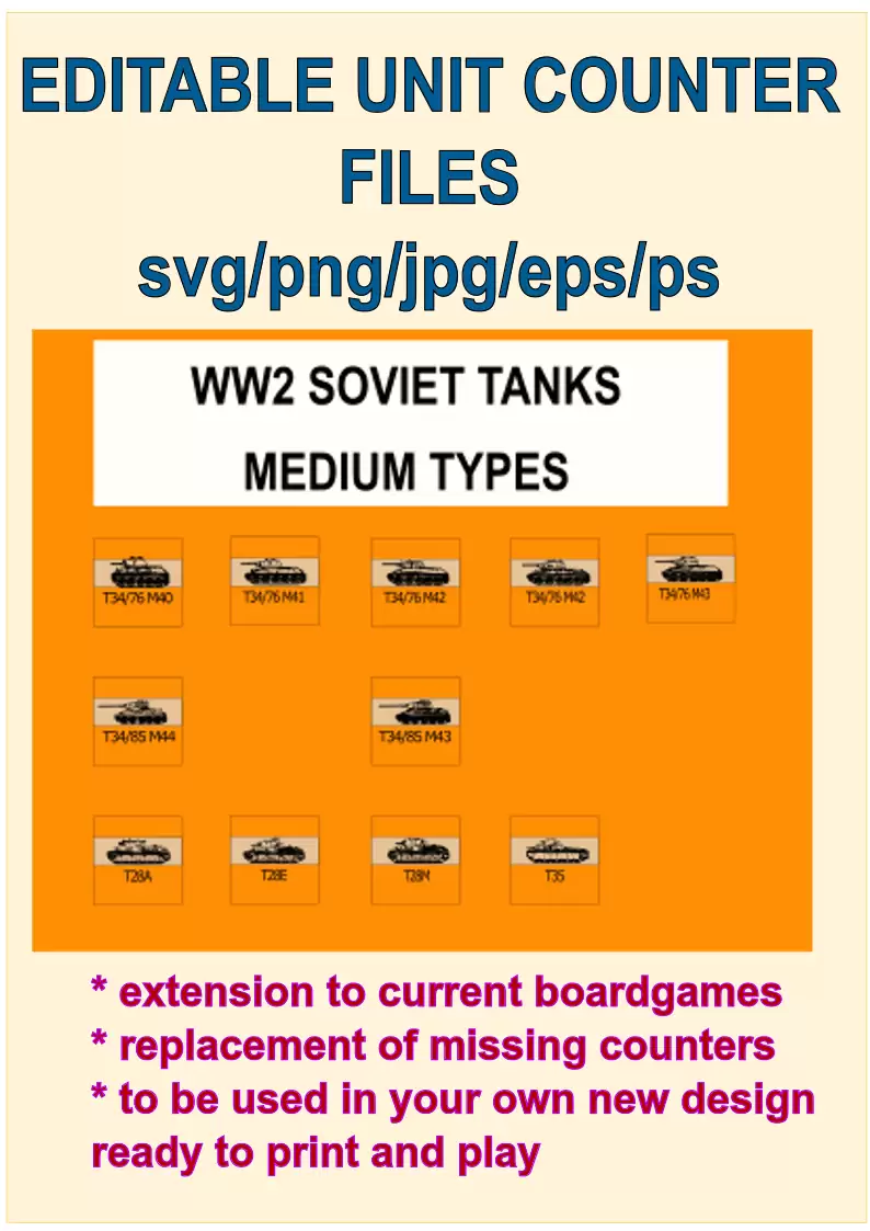EDITABLE VECTOR GRAPHIC WW2 SOVIET MDM TANK Unit Counters for ...