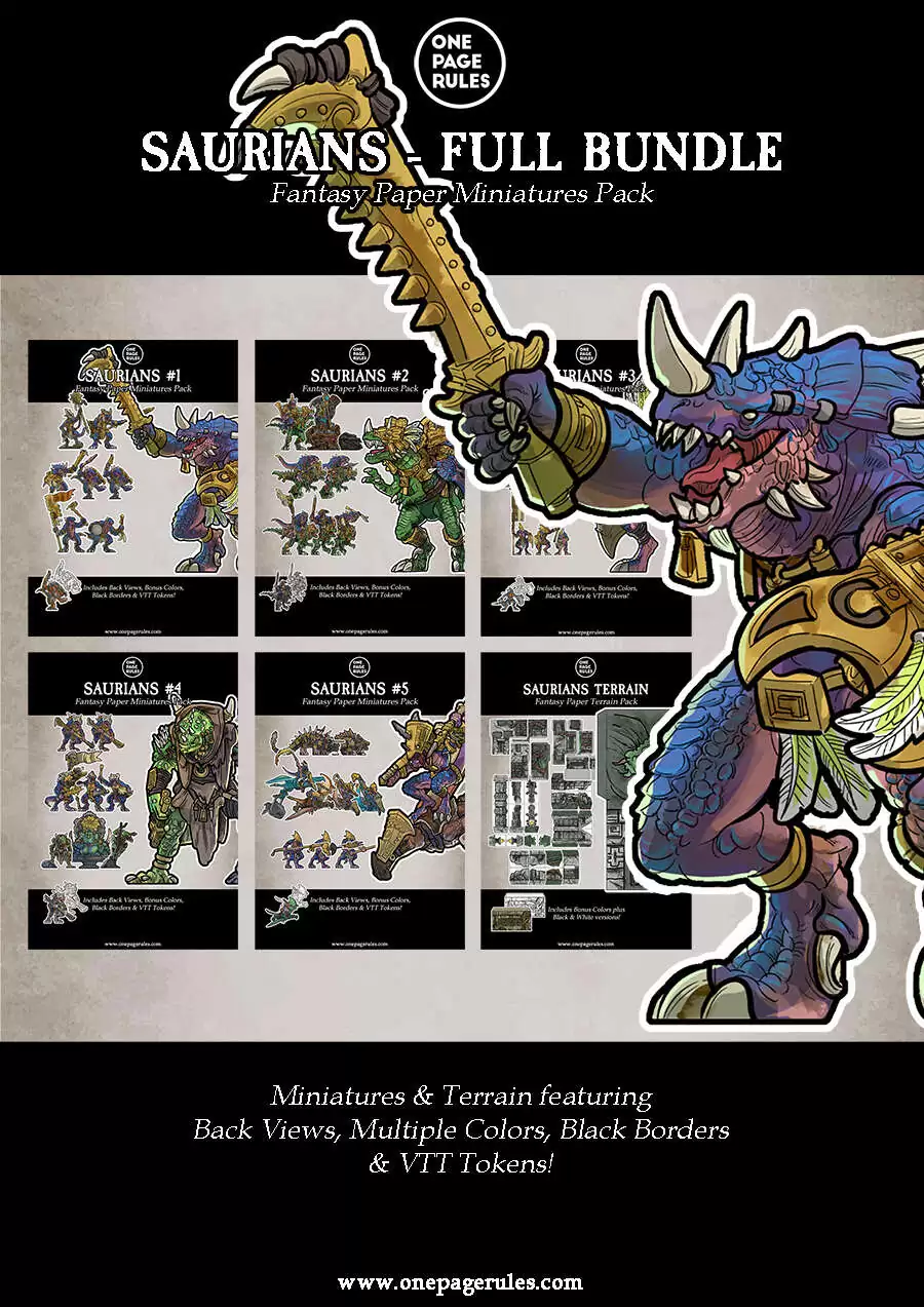 Saurians - Full Army Bundle - onepagerules | DriveThruRPG
