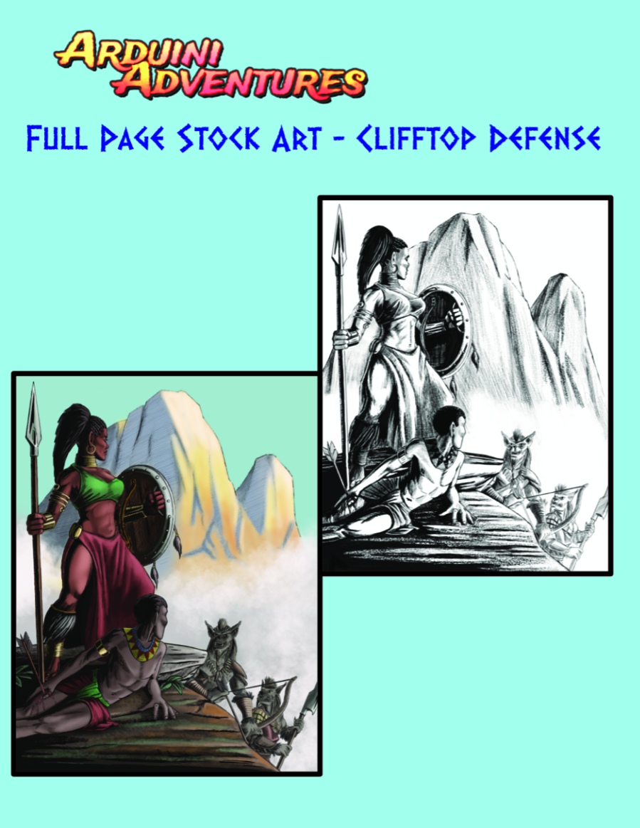 Full Page Stock Art - Clifftop Defense - Adrian Arduini | DriveThruRPG