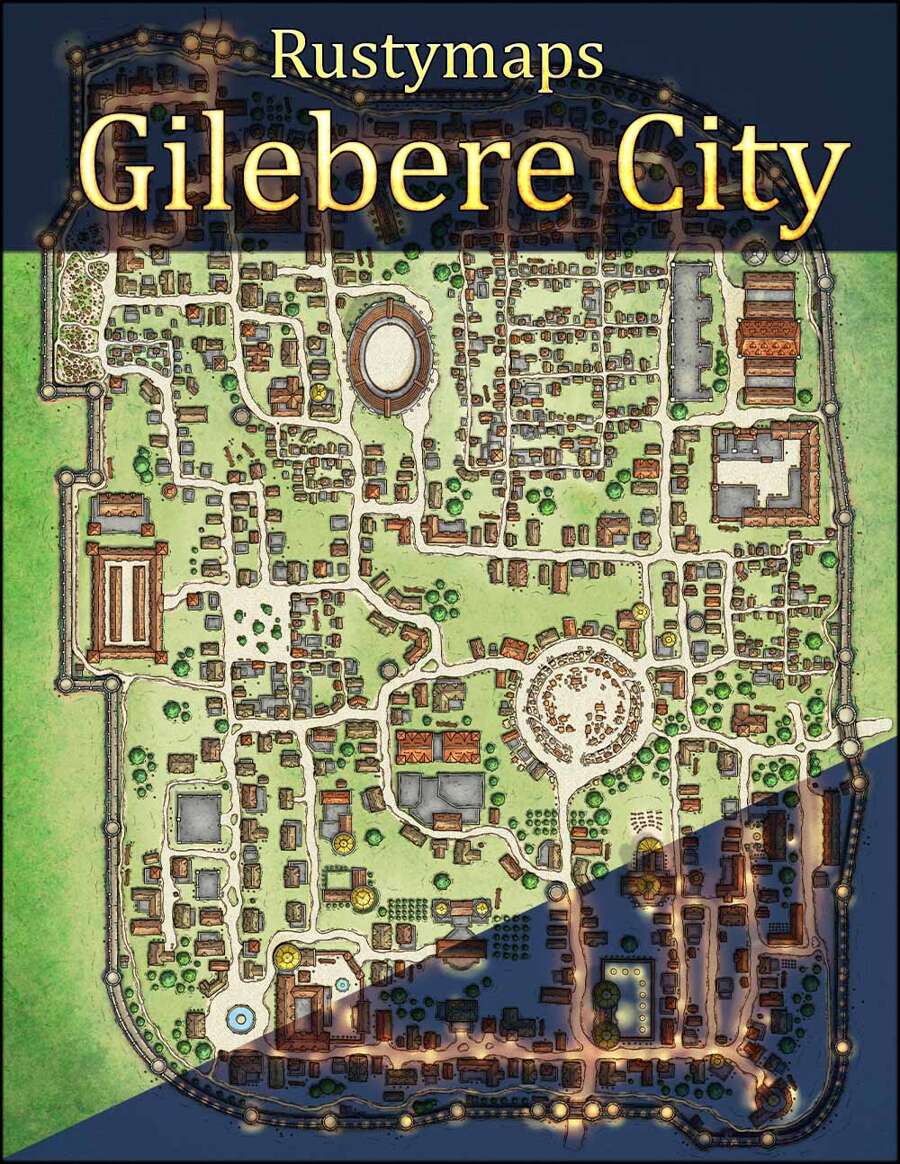 Gilbere City Map Pack - Rustymaps | DriveThruRPG