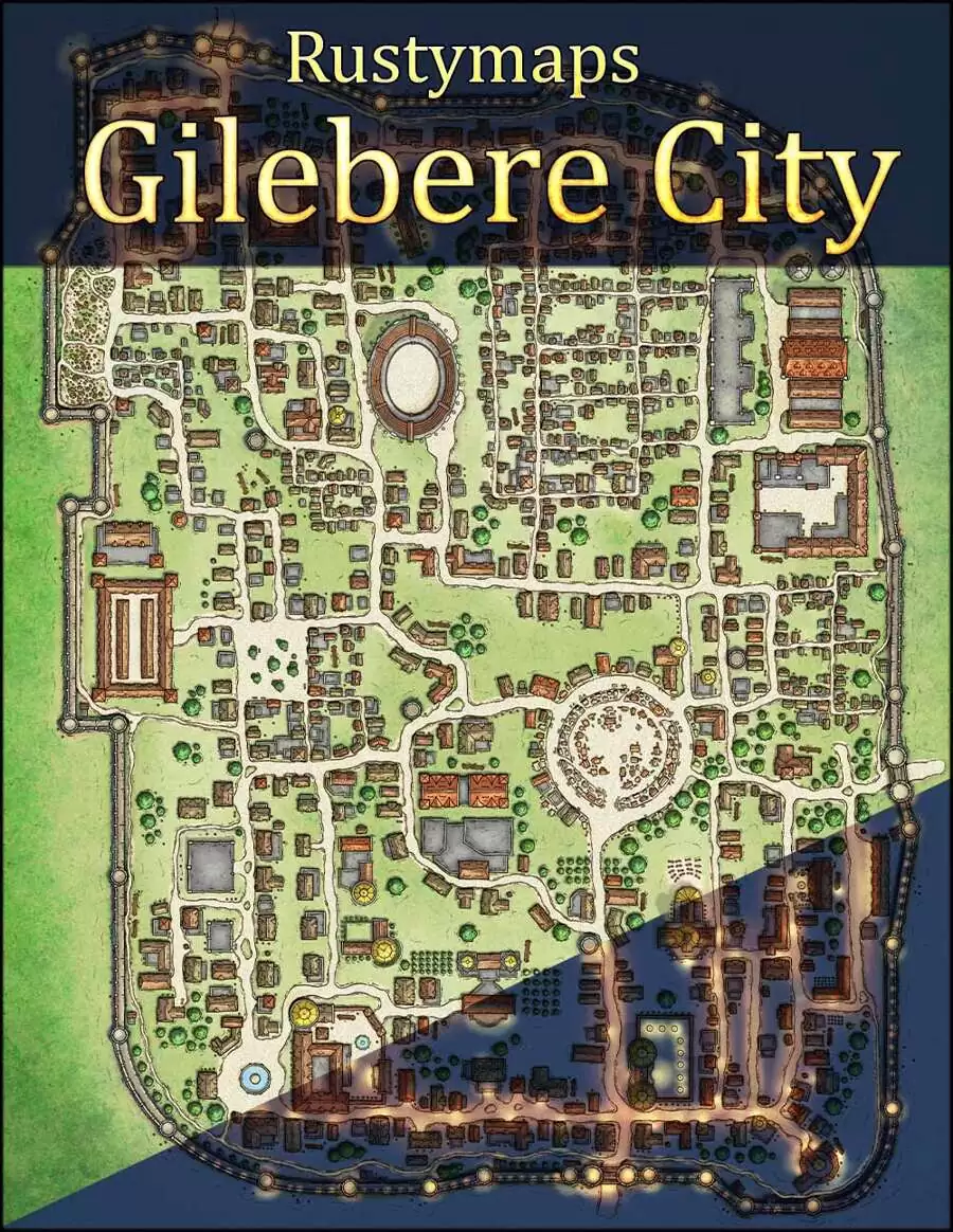 Gilbere City Map Pack - Rustymaps | DriveThruRPG