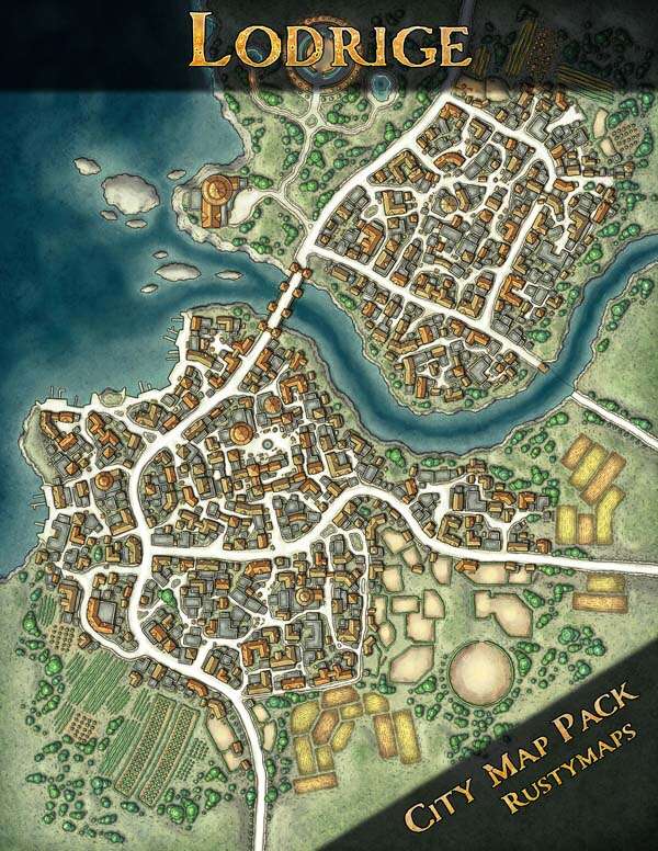 Lodrige City Map Pack - Rustymaps | DriveThruRPG