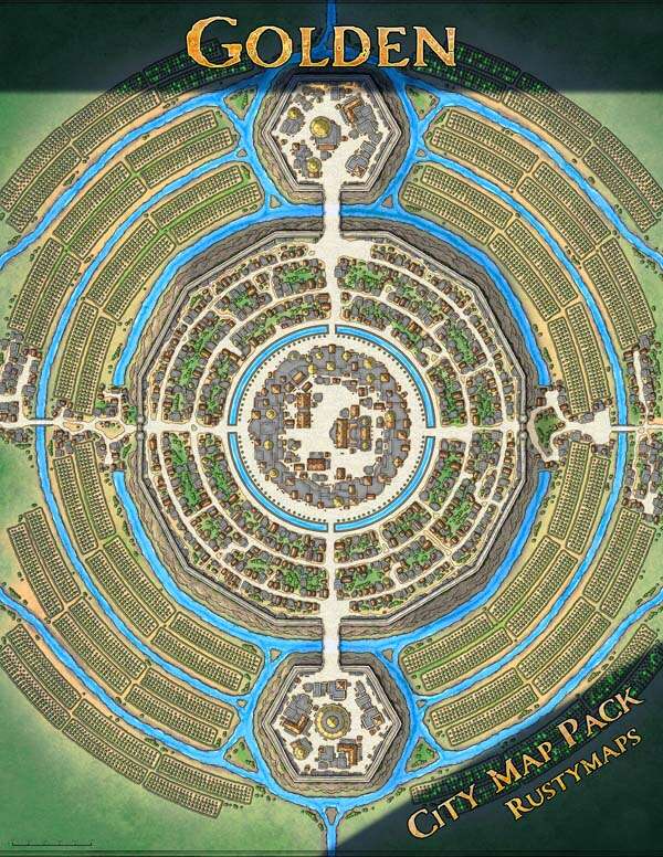 Golden City Map Pack - Rustymaps | DriveThruRPG