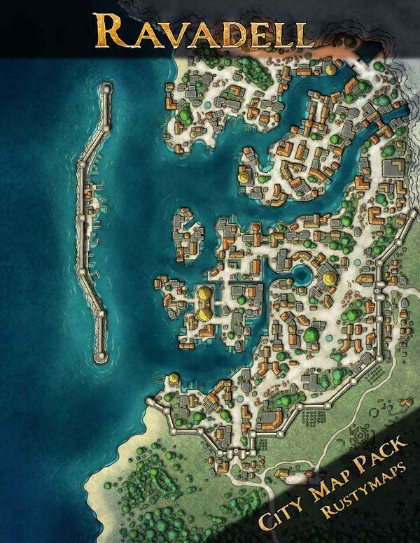 Ravadell City Map Pack - Rustymaps | DriveThruRPG
