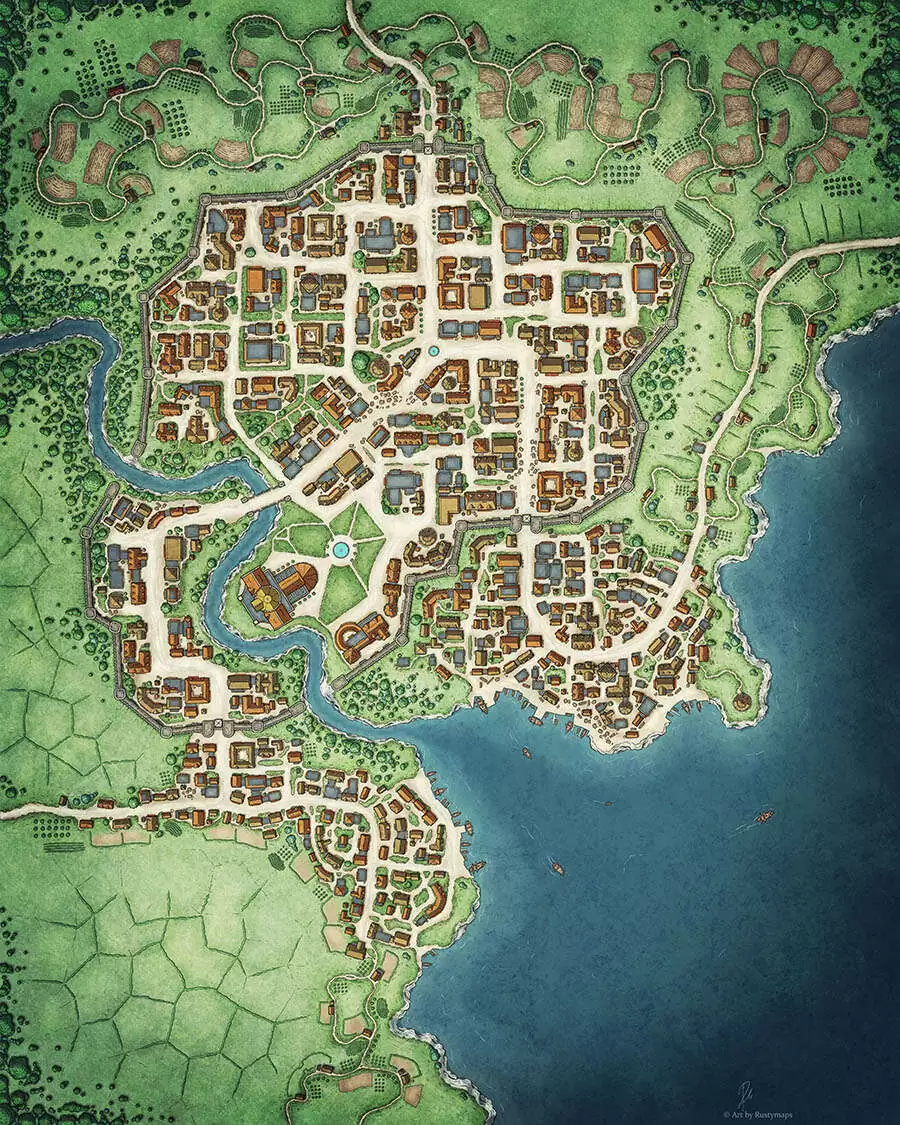 Dealariss City Map Pack - Rustymaps | DriveThruRPG