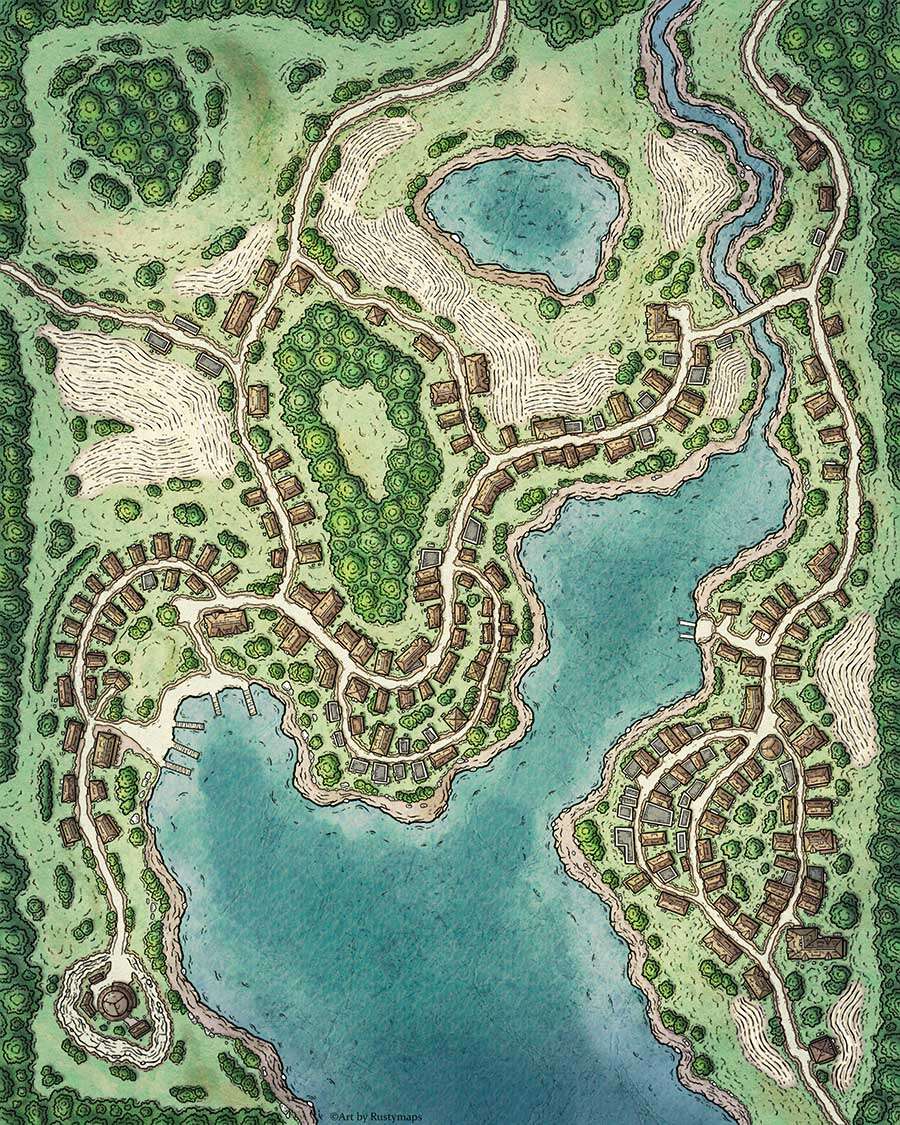 Wetdiege Village Map Pack - Rustymaps | DriveThruRPG