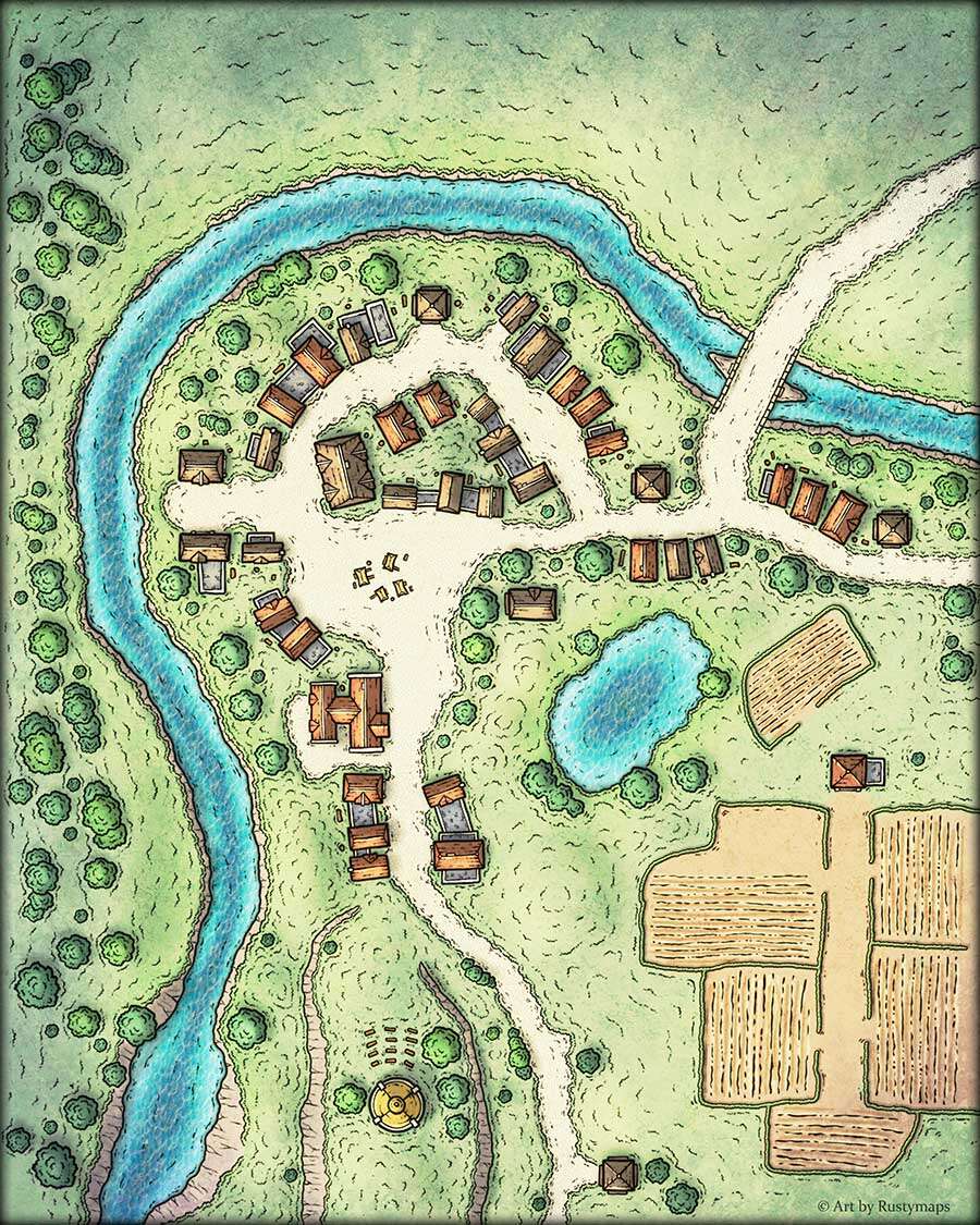 Crescent Village Map Pack - Rustymaps | DriveThruRPG