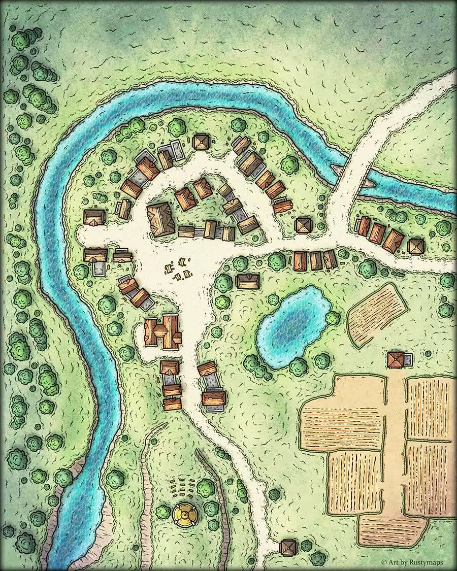 Crescent Village Map Pack - Rustymaps | DriveThruRPG