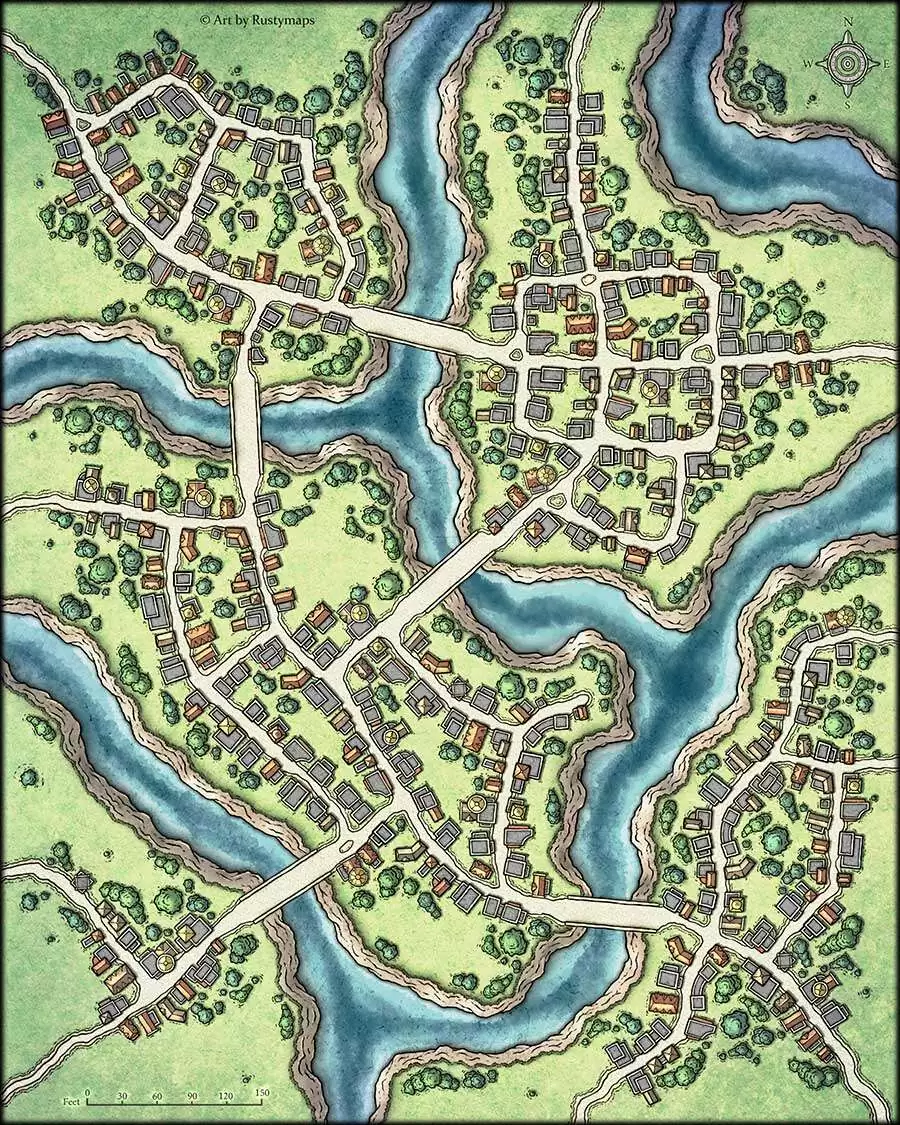 Riverrun Village Map Pack - Rustymaps | DriveThruRPG