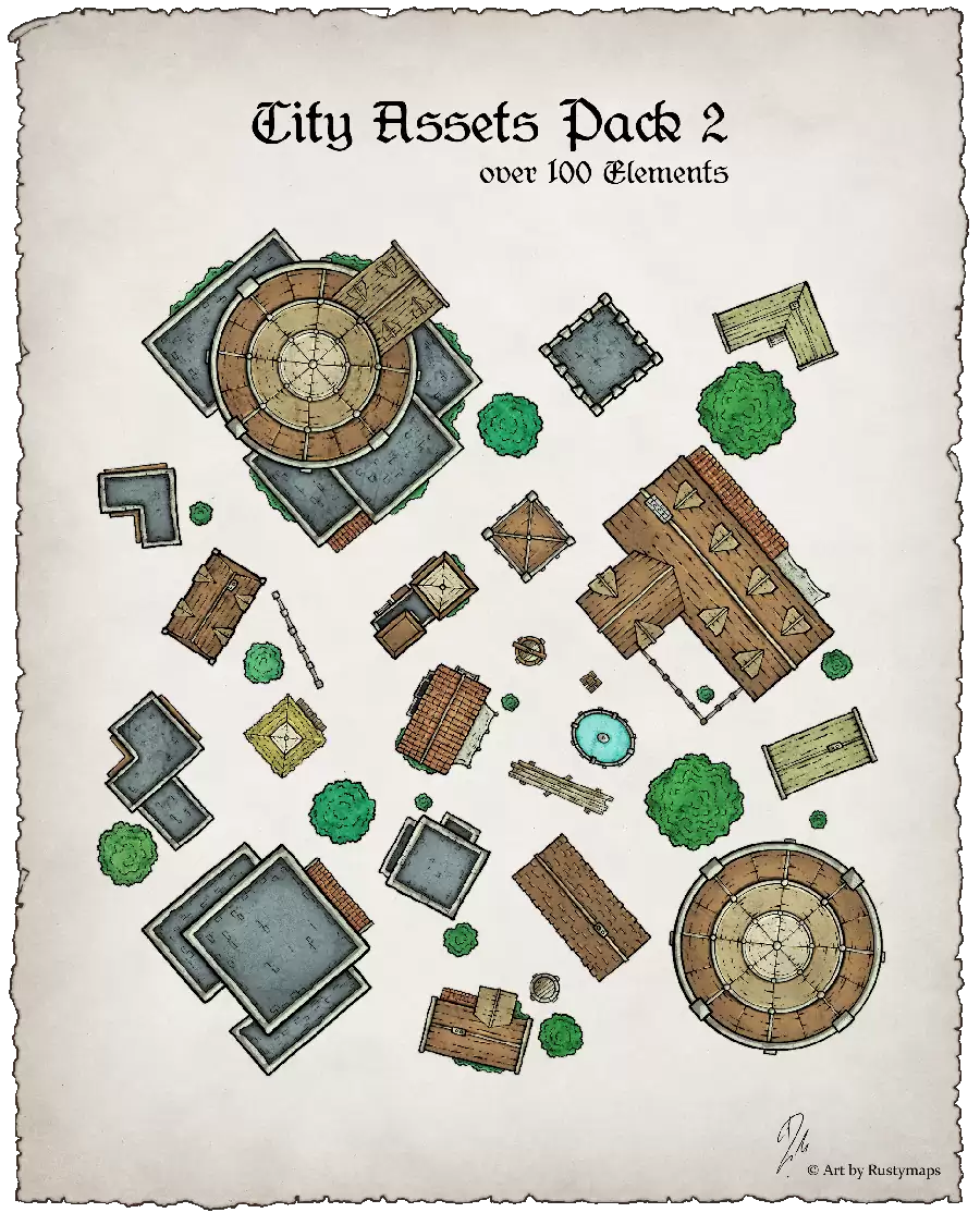 City Asset Pack - II - Rustymaps | DriveThruRPG
