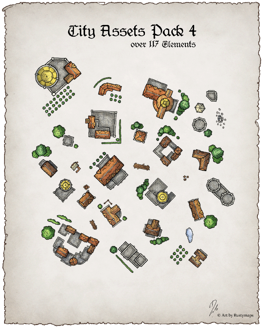 City Asset Pack - IV - Rustymaps | DriveThruRPG