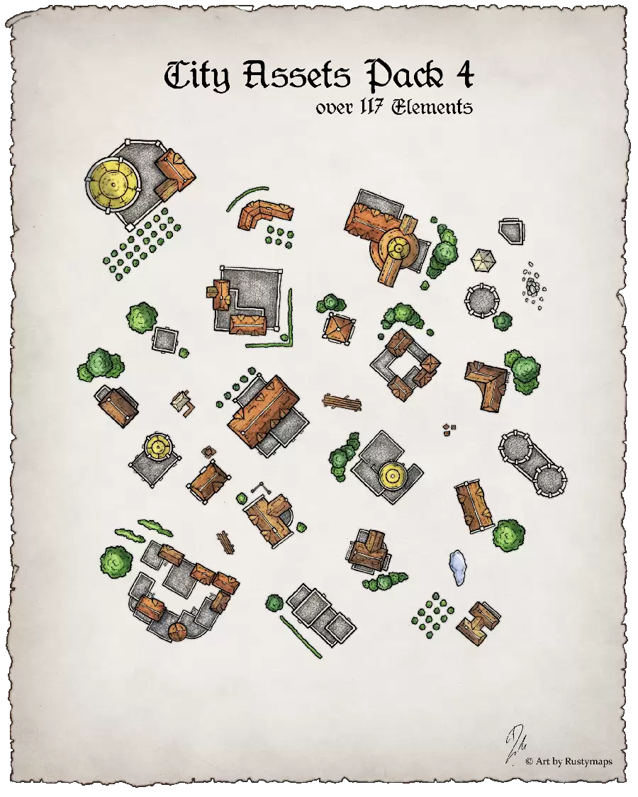 City Asset Pack - IV - Rustymaps | DriveThruRPG