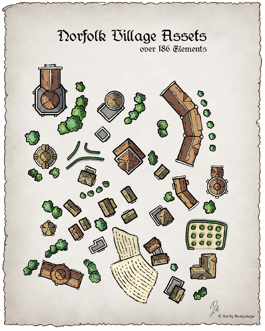 Norfolk Village Asset Pack - Rustymaps | DriveThruRPG