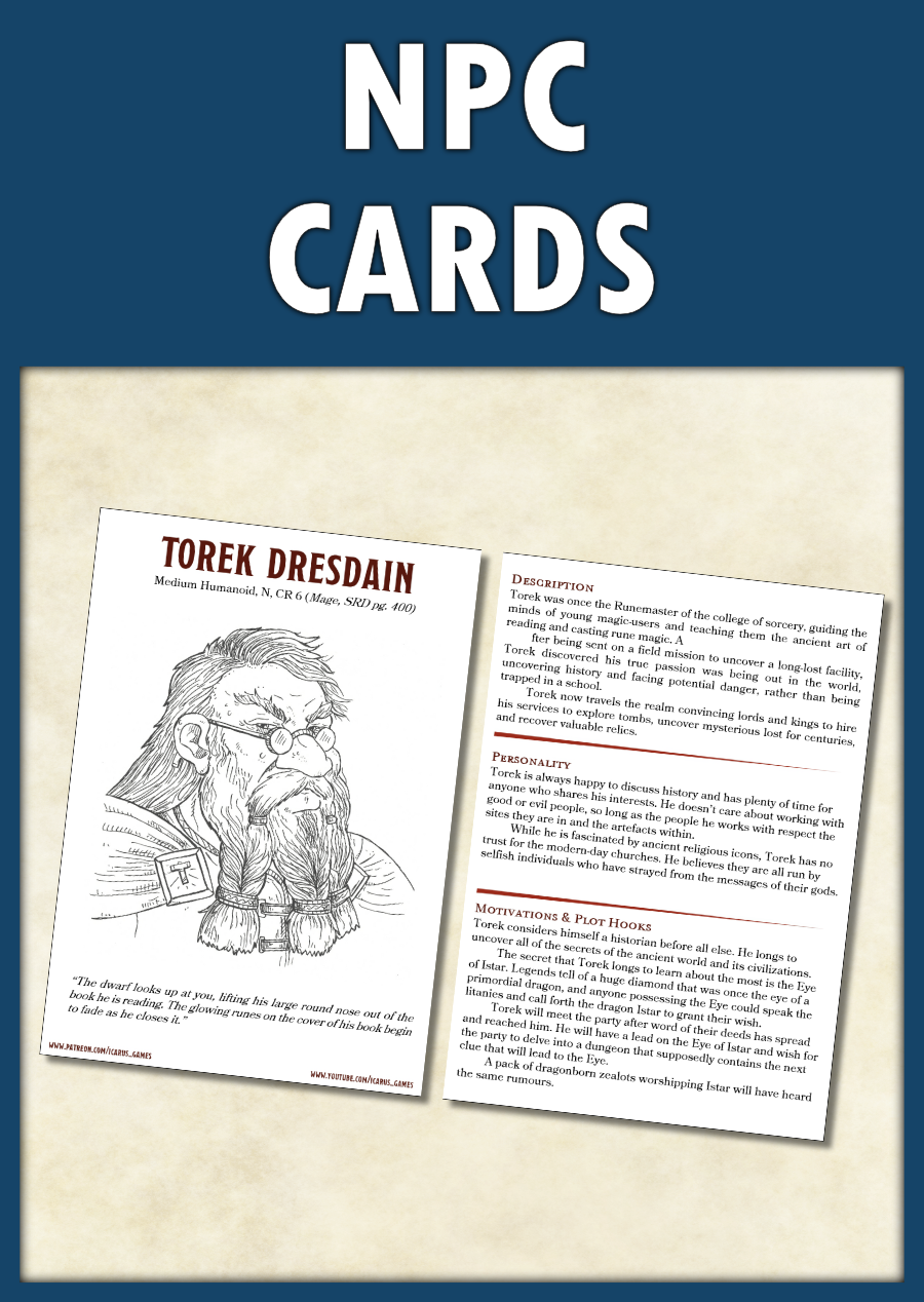 NPC Cards for 5th Edition - Icarus Games | DriveThruRPG