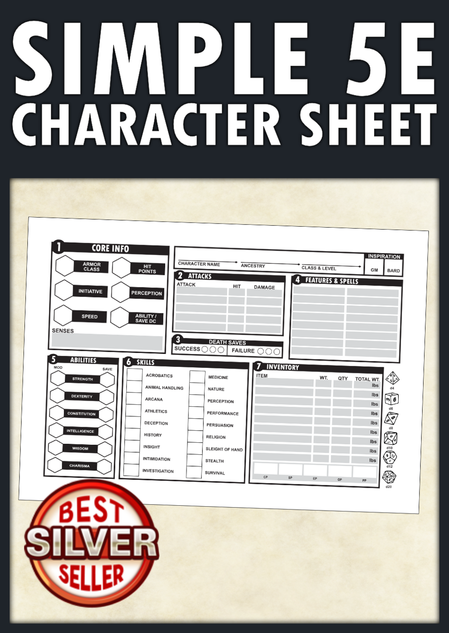 Simple 5e Character Sheets - Icarus Games | DriveThruRPG