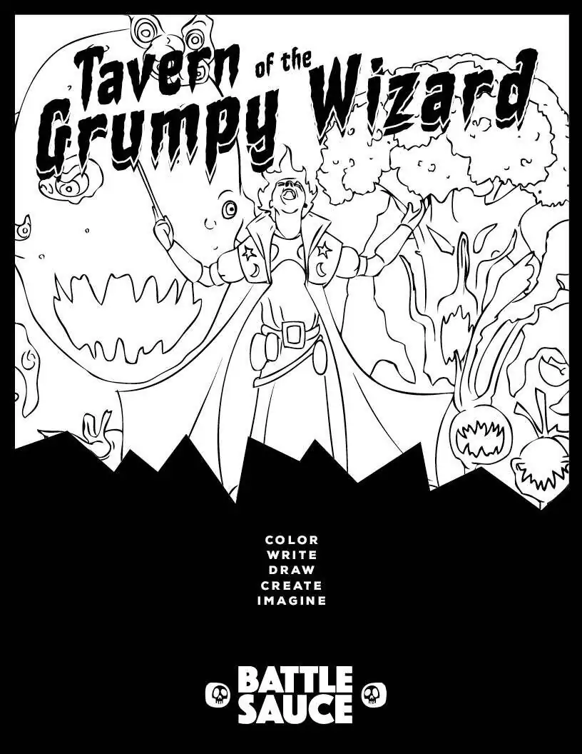 Tavern of the Grumpy Wizard Anti-Coloring Coloring Book - BattleSauce ...