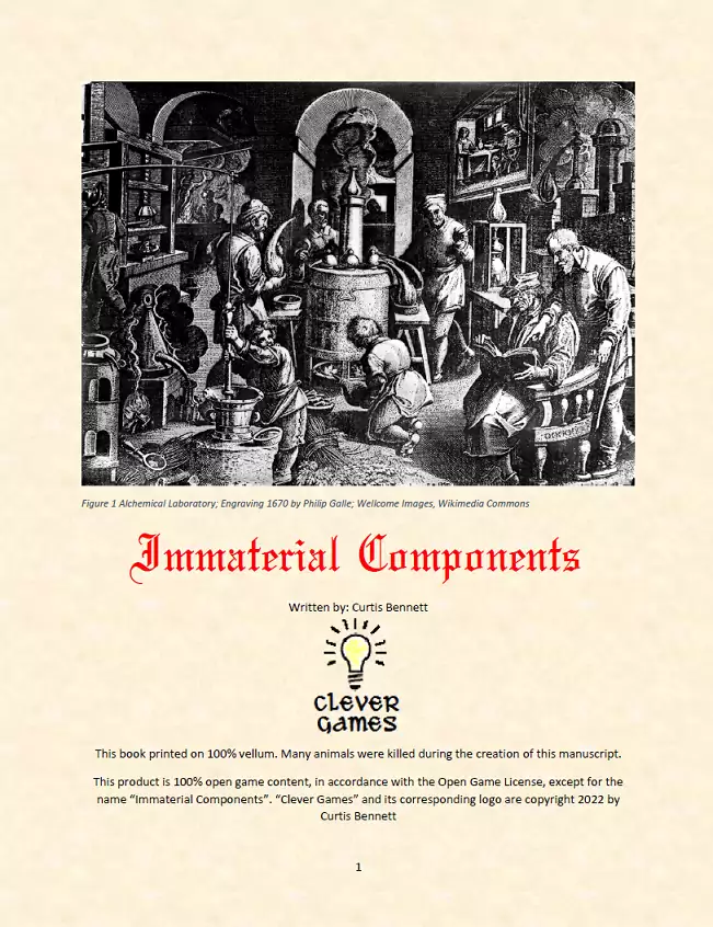 Immaterial Components - Clever Games | DriveThruRPG