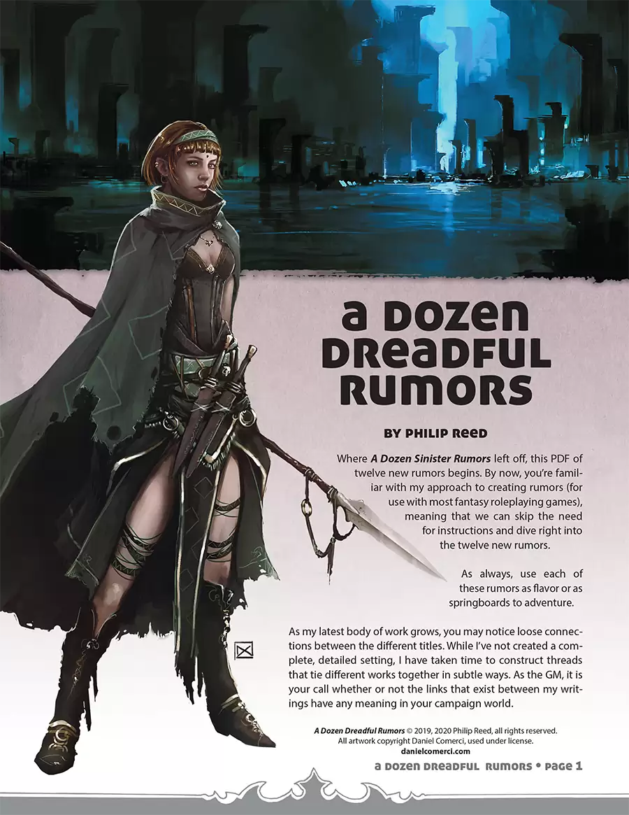 A Dozen Dreadful Rumors - Philip Reed Games | DriveThruRPG