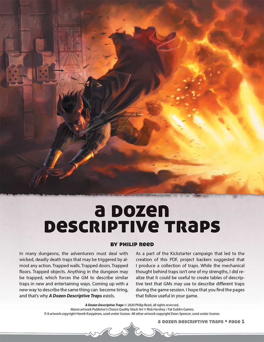 A Dozen Descriptive Traps - Philip Reed Games | DriveThruRPG