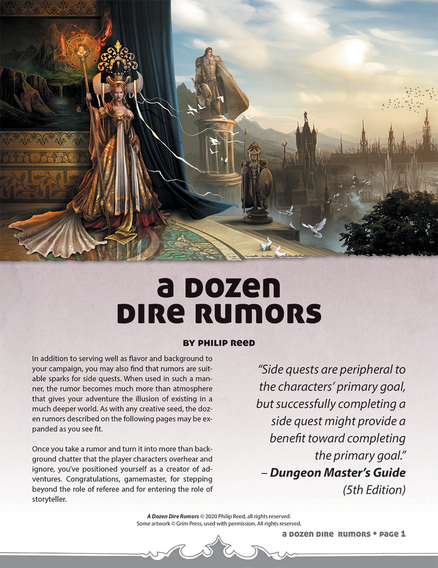 A Dozen Dire Rumors - Philip Reed Games | DriveThruRPG