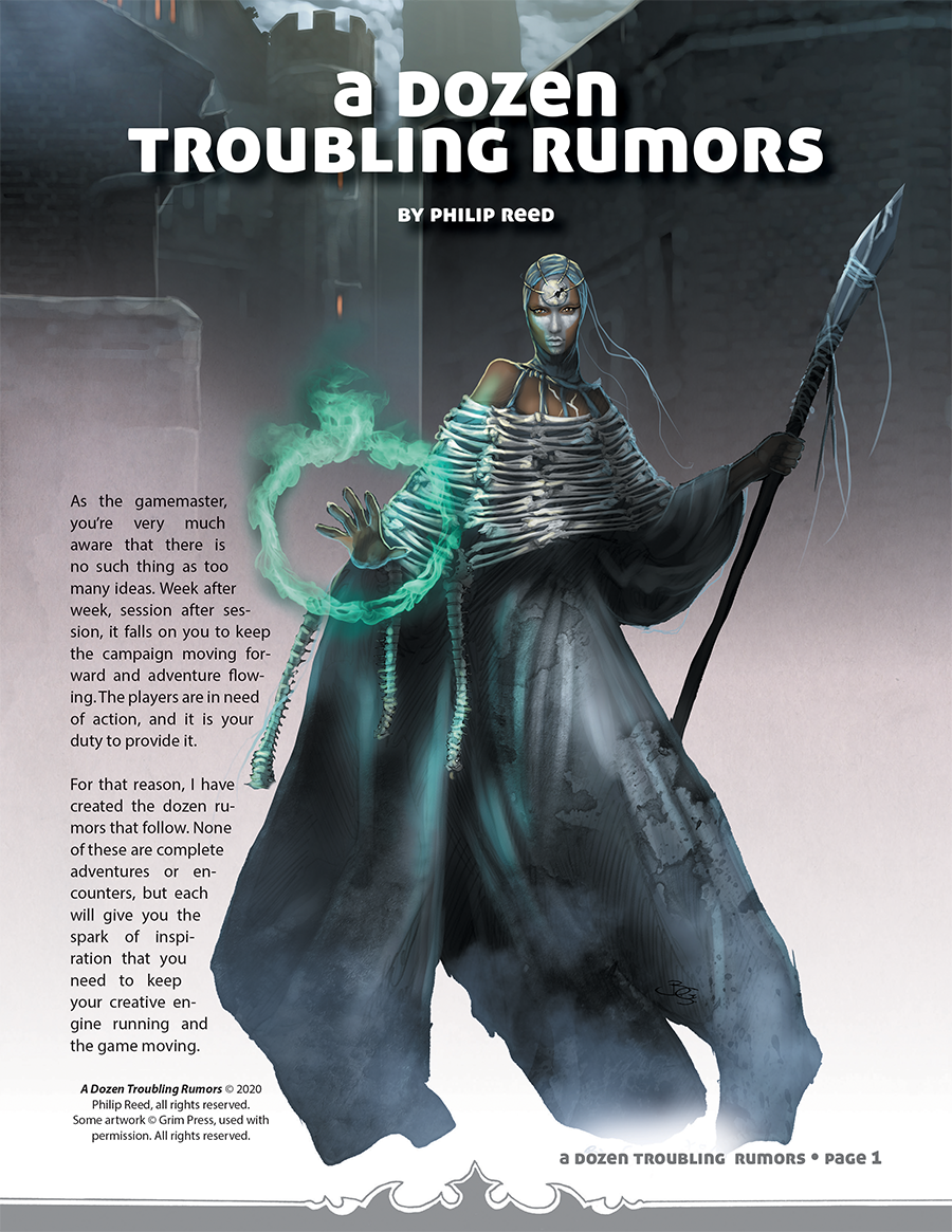 A Dozen Troubling Rumors - Philip Reed Games | DriveThruRPG