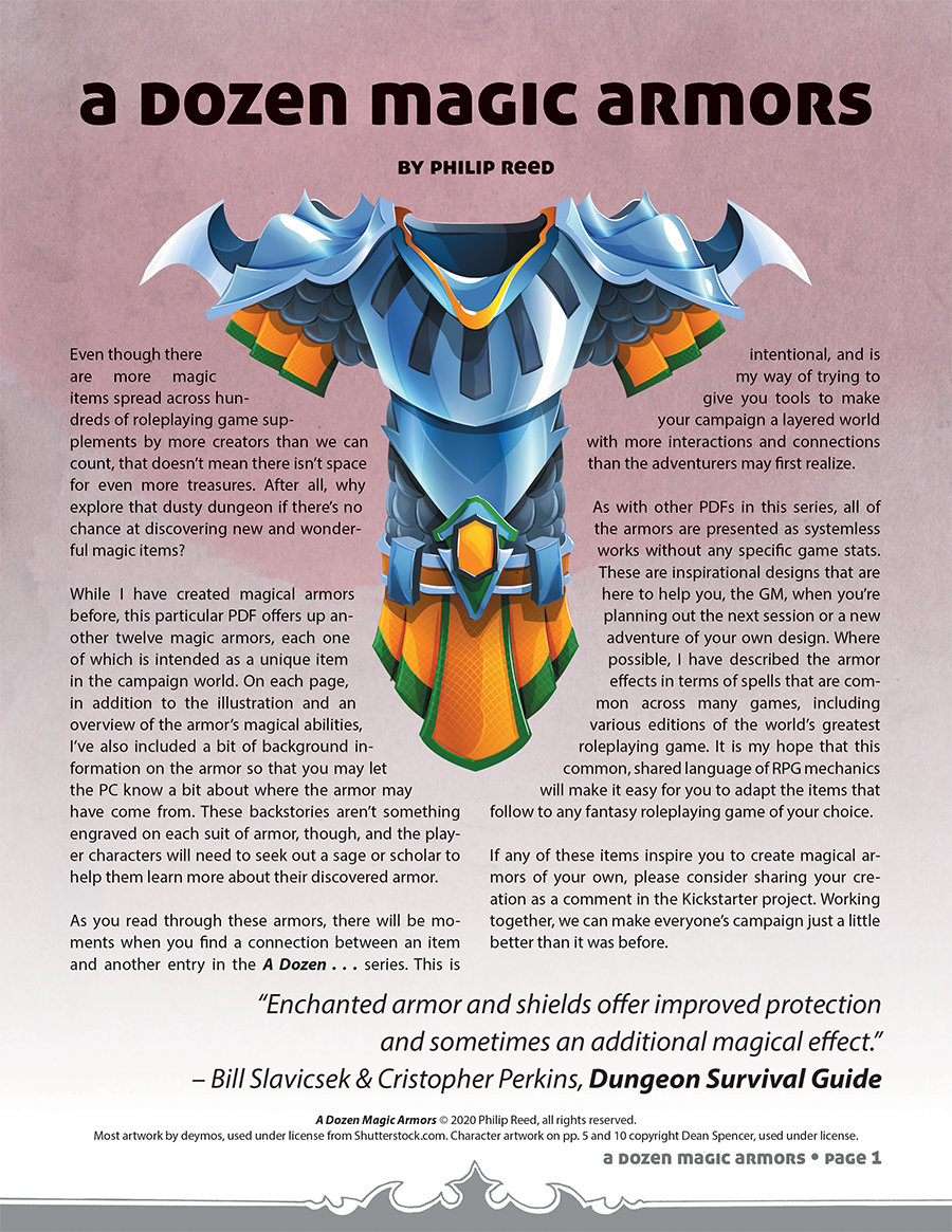 A Dozen Magic Armors - Philip Reed Games | DriveThruRPG